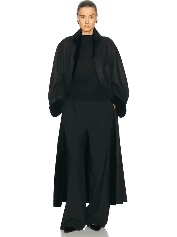 Nour Hammour Dorian Shearling Coat - Black