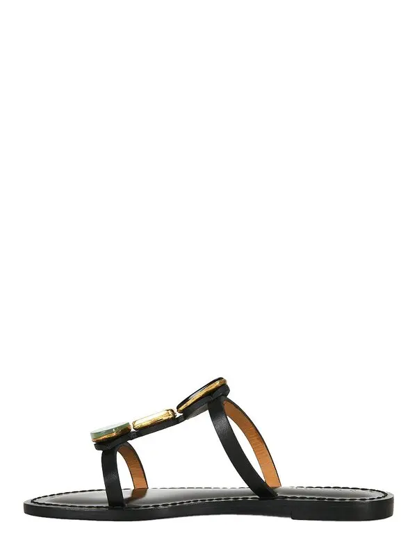 AMANU The Matobo Sandal With Malachite And Obsidian Embellishments - Black