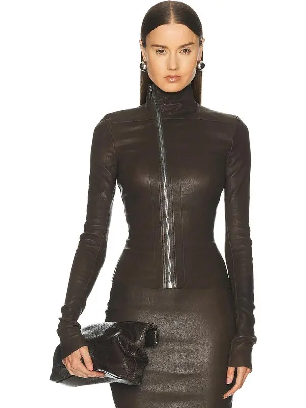 Rick Owens Gary Jacket In Chocolate - Grease