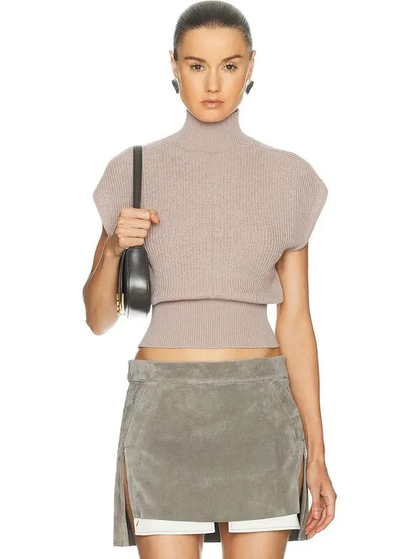 Rick Owens Short Sleeve Turtleneck Sweater - Rose