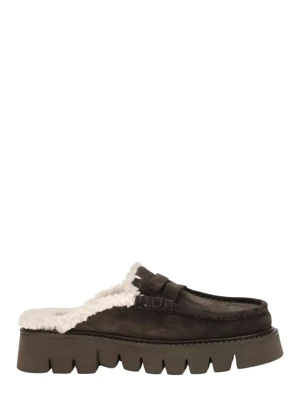 PEDRO GARCIA Savy Shearling Mules - Brown