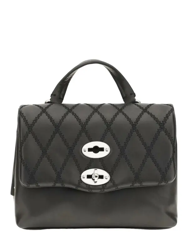 ZANELLATO Mini Postina Tramè Leather Top Handle Bag - Black
