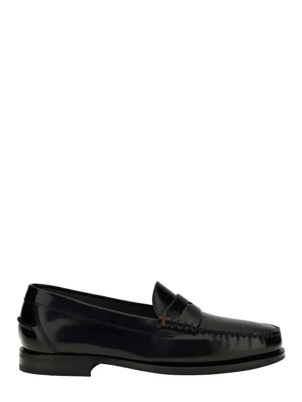 Santoni College A Novembre Patent Leather Loafers - Black