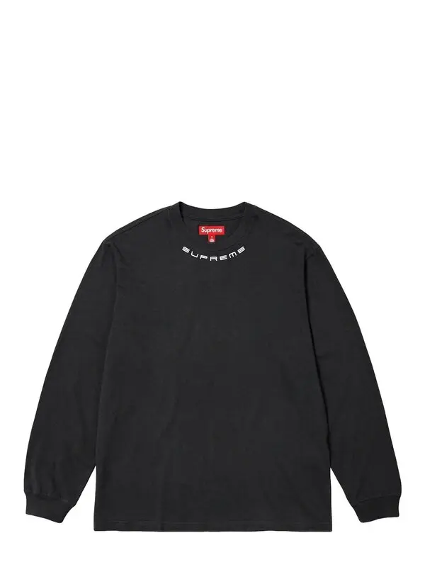 Supreme Collar Logo Long Sleeve Top - Black