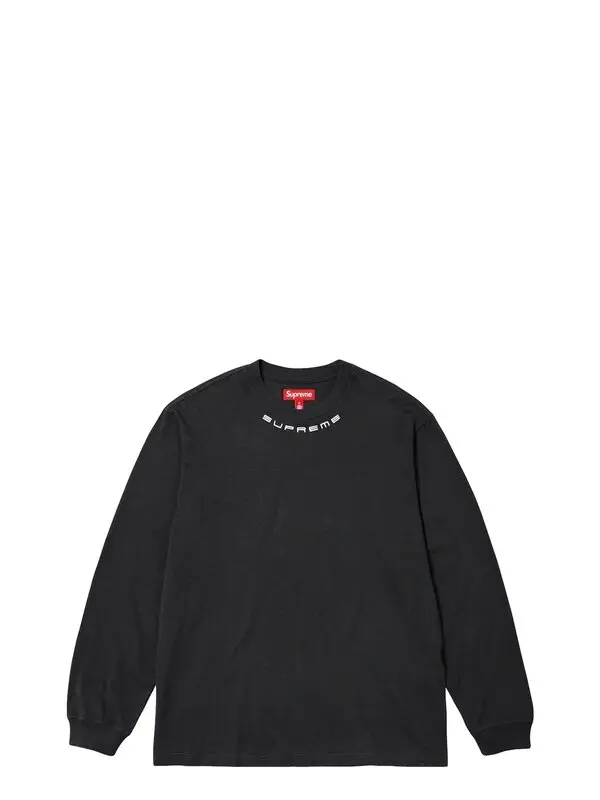 Supreme Collar Logo Long Sleeve Top - Black