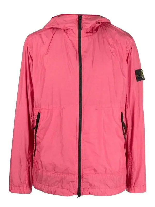 Stone Island Hooded Zip-up Jacket - Pink