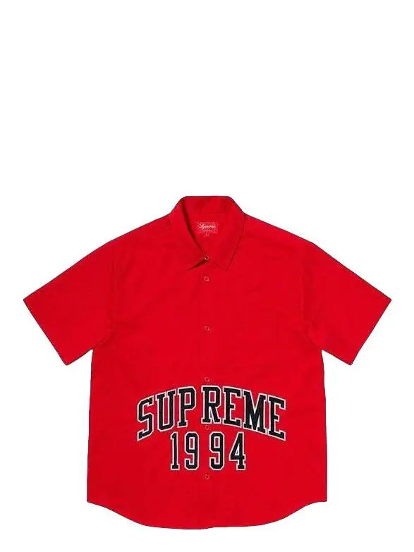 Supreme Arc Logo S/s Work Shirt 'red Black - Red/black
