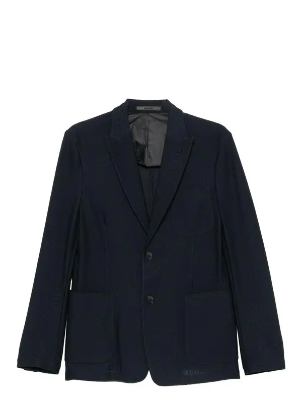Giorgio Armani Icon Single-breasted Blazer Jacket - Blue