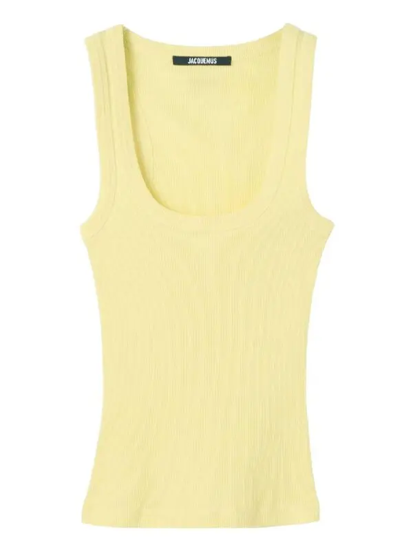 Jacquemus Gros Grain Logo Patch Tank Top - Light Yellow
