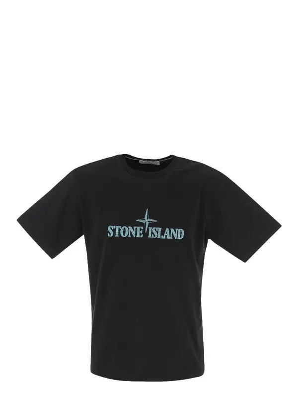 Stone Island Logo-embroidered T-shirt - Black