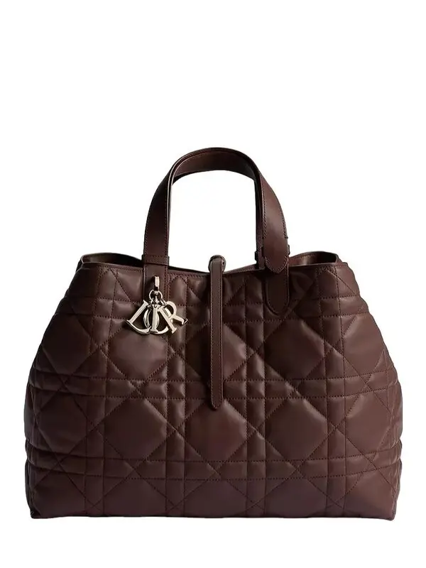 Dior Large Quilted Calfskin Tote Bag With Cd Clasp - Black