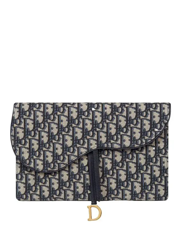 Dior Saddle Pouch In Oblique Jacquard - Black