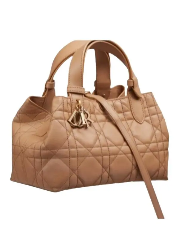 Dior Medium Quilted Handbag With Top Handle - Brown
