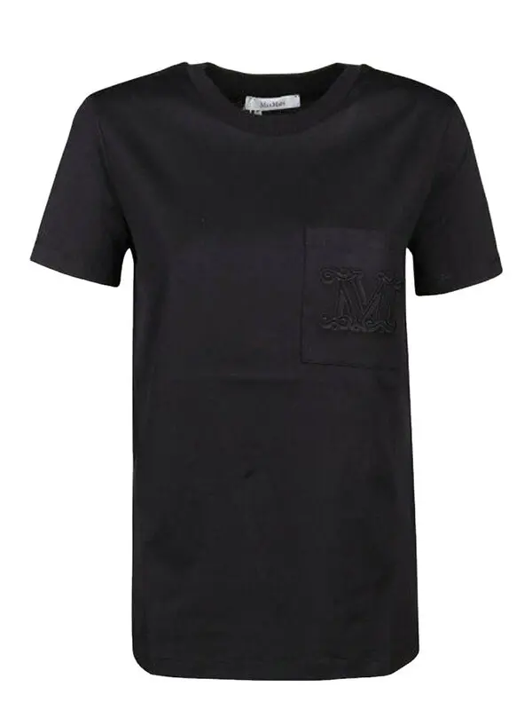 Max Mara Logo Round Collar Short-sleeved T-shirt - Black