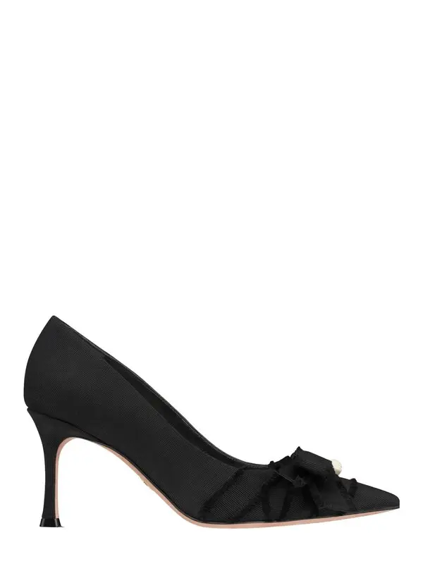 Dior Pointed Toe Pumps With Cd Signature Pearl Bow - Black