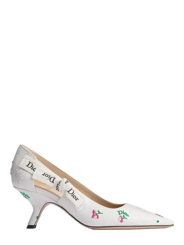 Dior J'a Pump With Embroidered Ribbon Detail - White