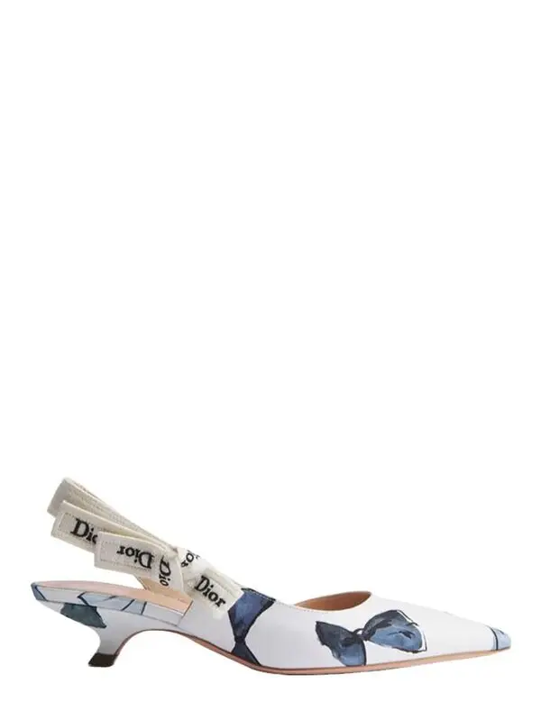 Dior Two-tone Embroidered Slingback Pumps - White