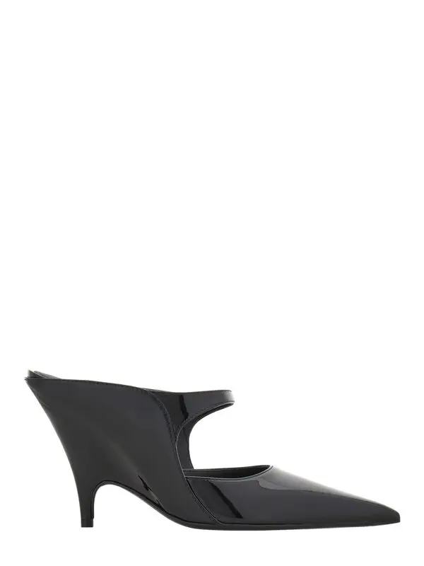 FERRAGAMO Patent Leather Graphic Wedge Mule - Black