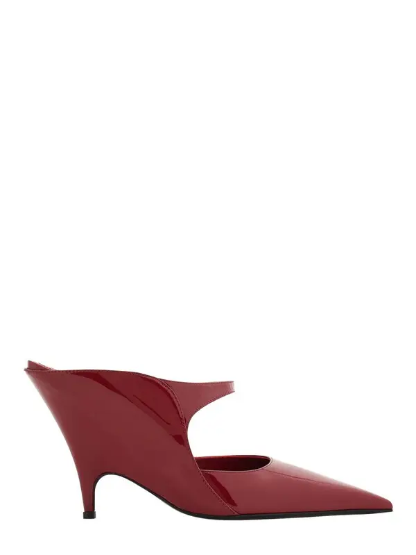 FERRAGAMO Patent Leather Graphic Wedge Mule - Red