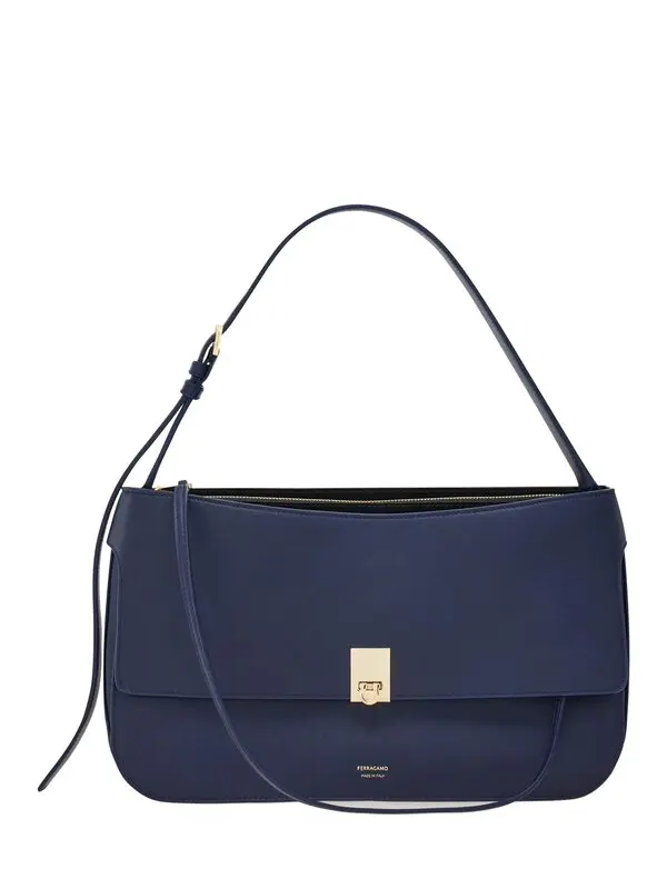 FERRAGAMO Cara Bag With Gold Tone Buckle - Blue