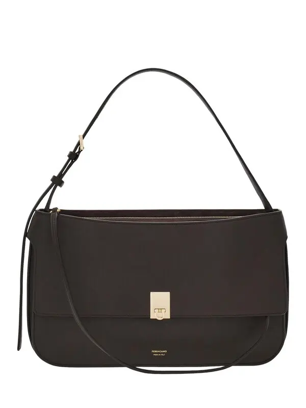 FERRAGAMO Cara Bag With Gold Tone Buckle - Brown