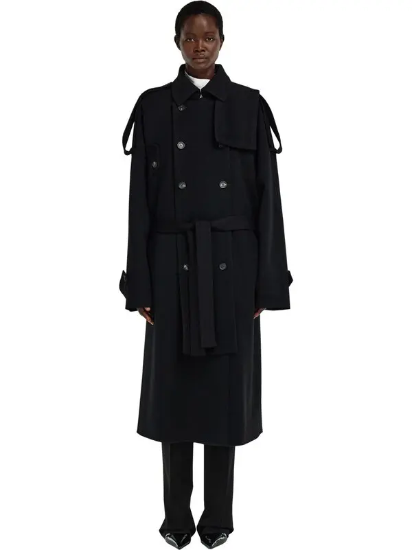 FERRAGAMO Double Breasted Overcoat - Black