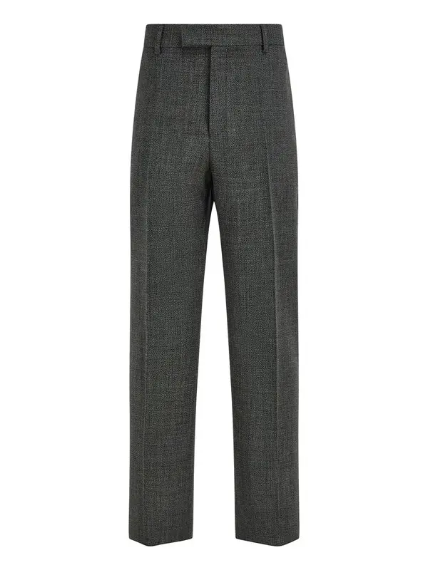 FERRAGAMO Wide Leg Chevron Trousers - Grey