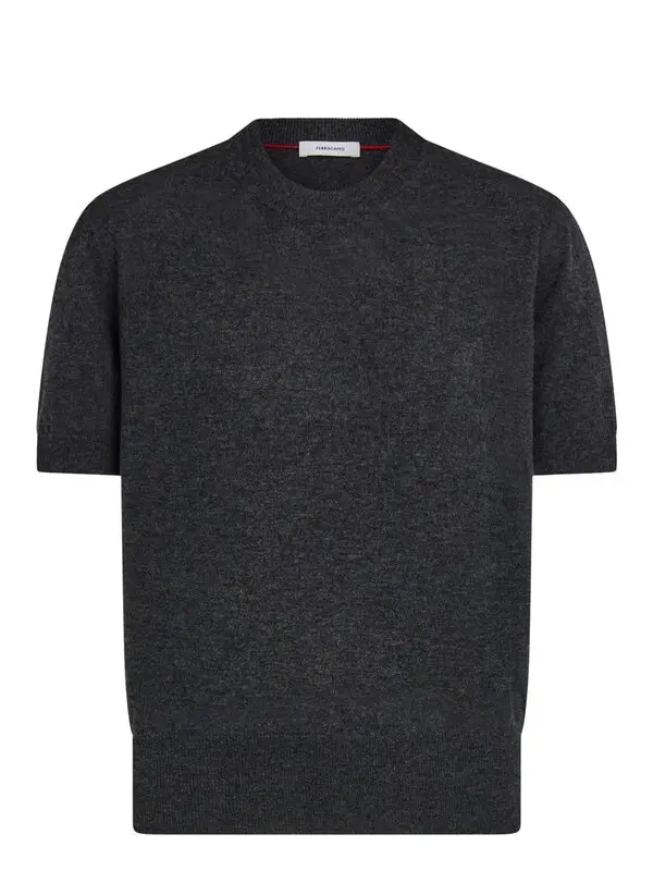 FERRAGAMO Pure Wool Top With Gancini Detail - Grey