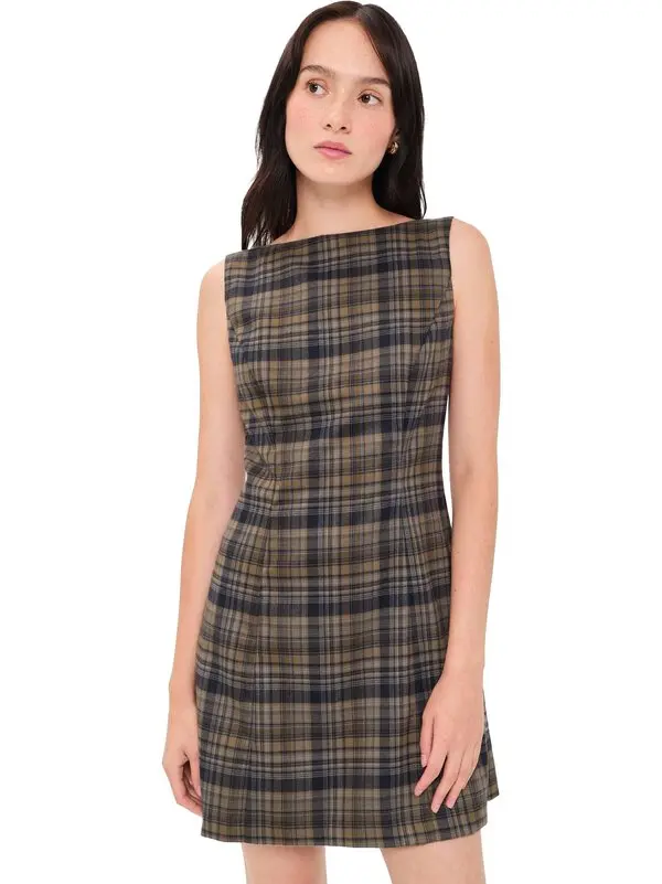 O.P.T Aspen Mini Dress - Olive Plaid