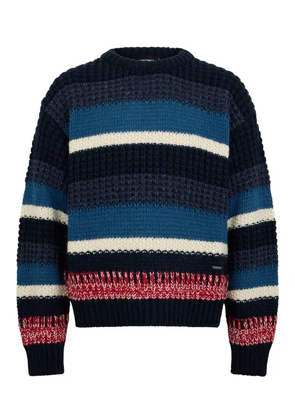 Dsquared2 Striped Wool Blend Pullover - Black