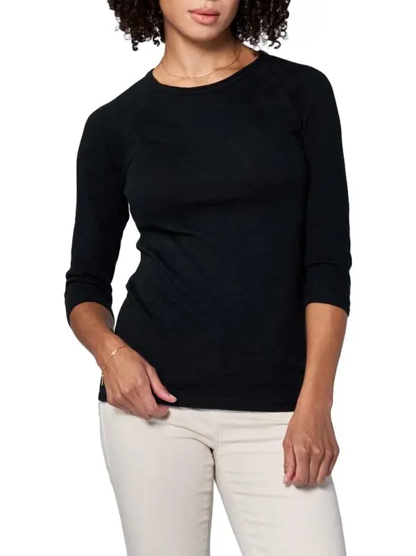 DEAR JOHN Sonoma Crew Neck 3/4 Raglan Sleeve T-shirt - Black