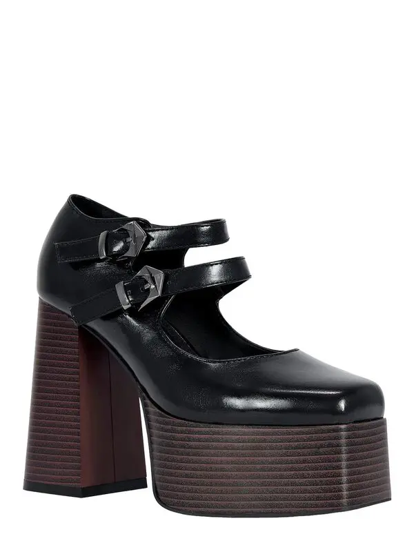 AZALEA WANG Moxie Mary Jane Platform Pump - Black