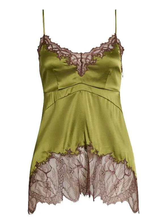 Staud Lina Silk Lace Camisole - Pear