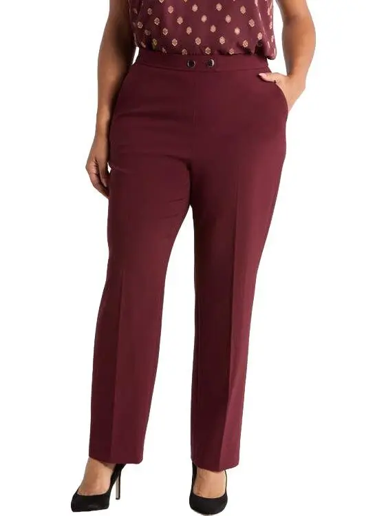 Anne Klein Extended Tab Straight Leg Pants - Barolo
