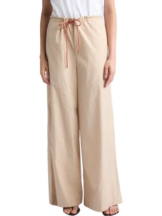 KALLMEYER Wesley Wide Leg Cotton Drawstring Pants - Apricot