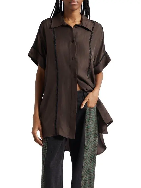 DIOTIMA Timour Silk Shirt With Crochet Trim - Molasses