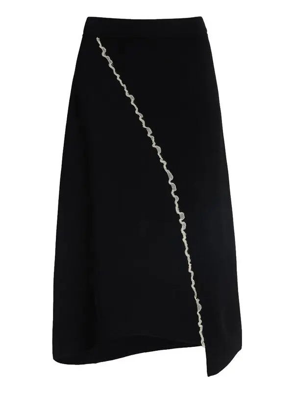 ASHLYN Felix Asymmetric Ruffle Trim Skirt - Black