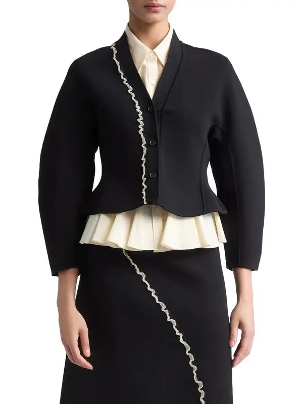 ASHLYN Felix Asymmetric Ruffle Trim Skirt - Black