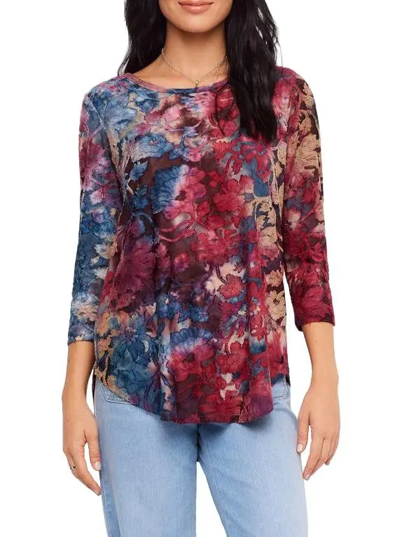 Karen Kane Floral Shirttail Top - Wine