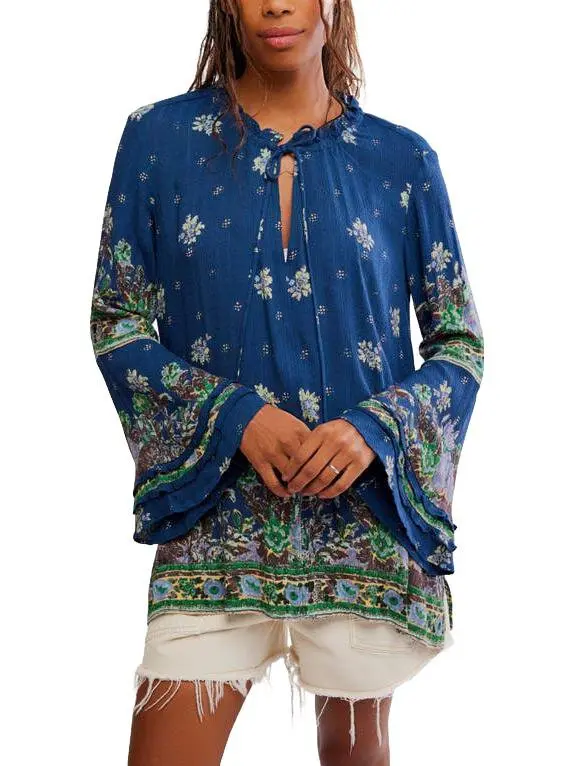 Free People Bridgette Tunic - Deep Indigo Combo