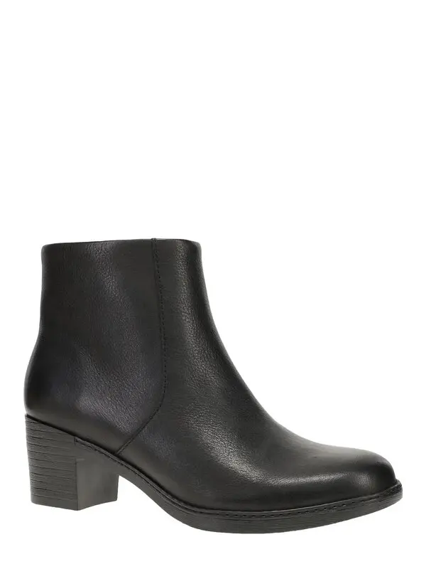 Dansko Meryll Leather Zip-up Block Heel Ankle Boot - Black
