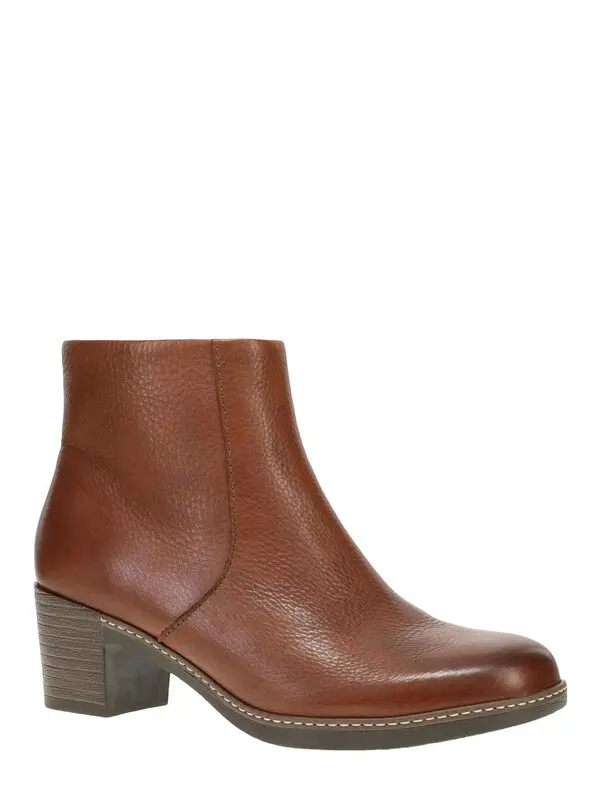 Dansko Meryll Leather Zip-up Block Heel Ankle Boot - Brown