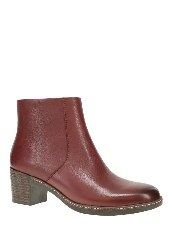 Dansko Meryll Leather Zip-up Block Heel Ankle Boot - Sangria