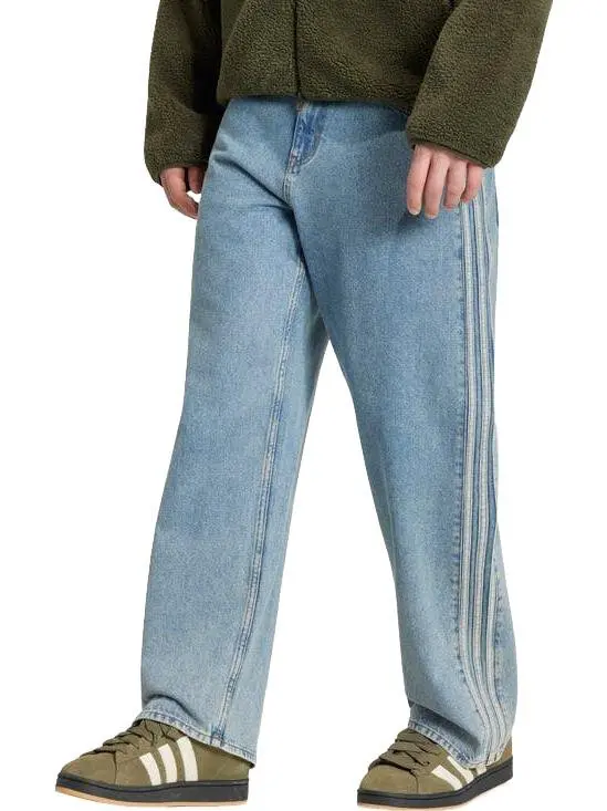 Adidas Firebird Wide Leg Jeans - Worn Blue Denim