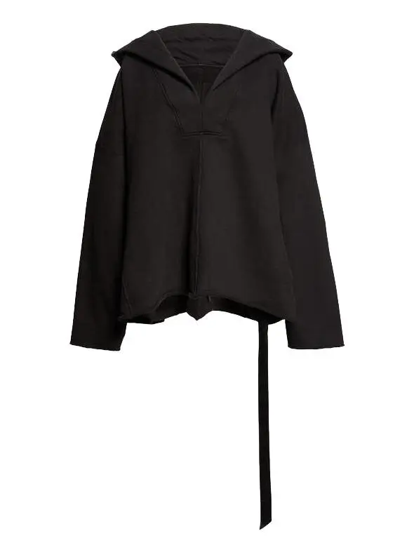 Rick Owens Tower Cotton Jersey Hoodie - Black