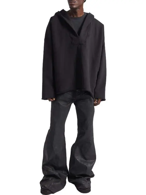 Rick Owens Tower Cotton Jersey Hoodie - Black