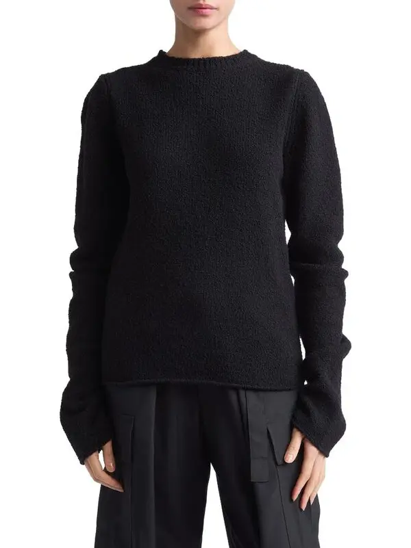 RIER Riers Wool Bouclé Roundneck Sweater - Black Boucle