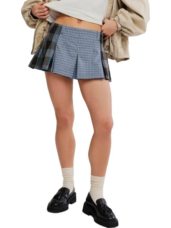 Free People Sherry Pleated Miniskirt - Army Combo