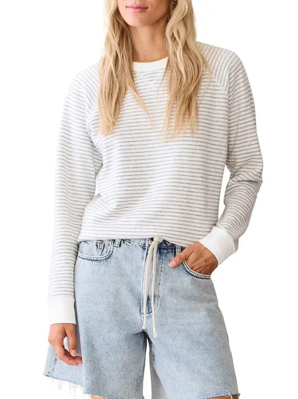 Marine Layer Reversible Raglan Long Sleeve T-shirt - Heather Grey