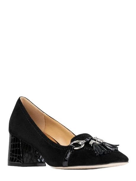 DONALD PLINER Nancie Leather Tassel Block Heel Pumps - Black